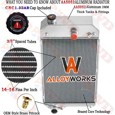 6 Row Aluminum Radiator for Perkins Generator 1104D-E44TA No Oil Cooler ...