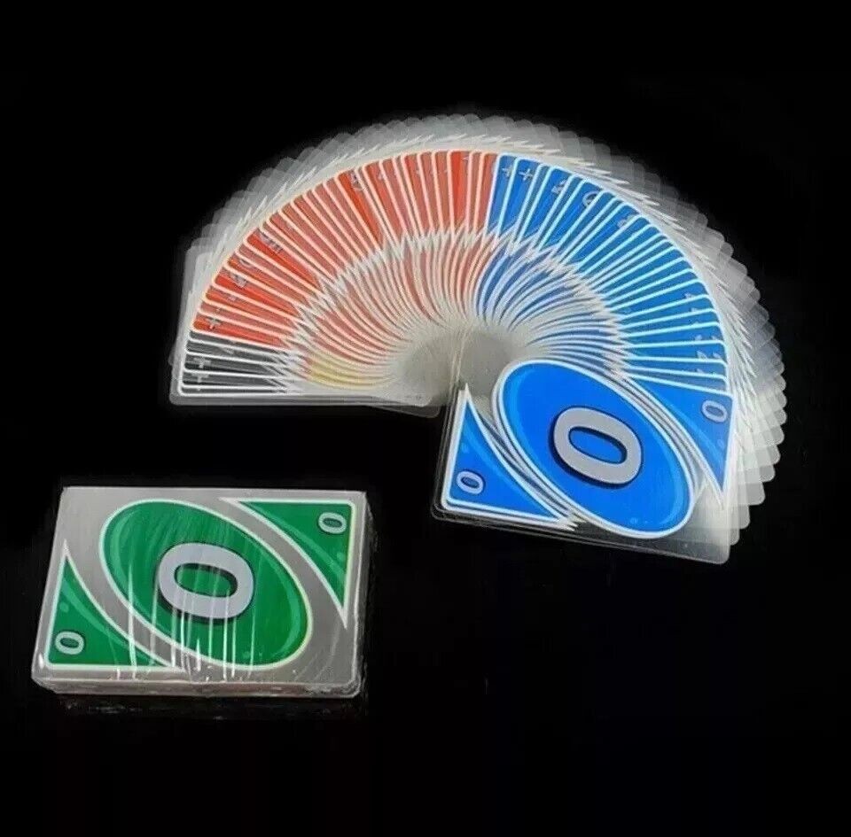 UNO Card Game H2O Splash Waterproof Clear PVC No 1 Family Fun Playing ...