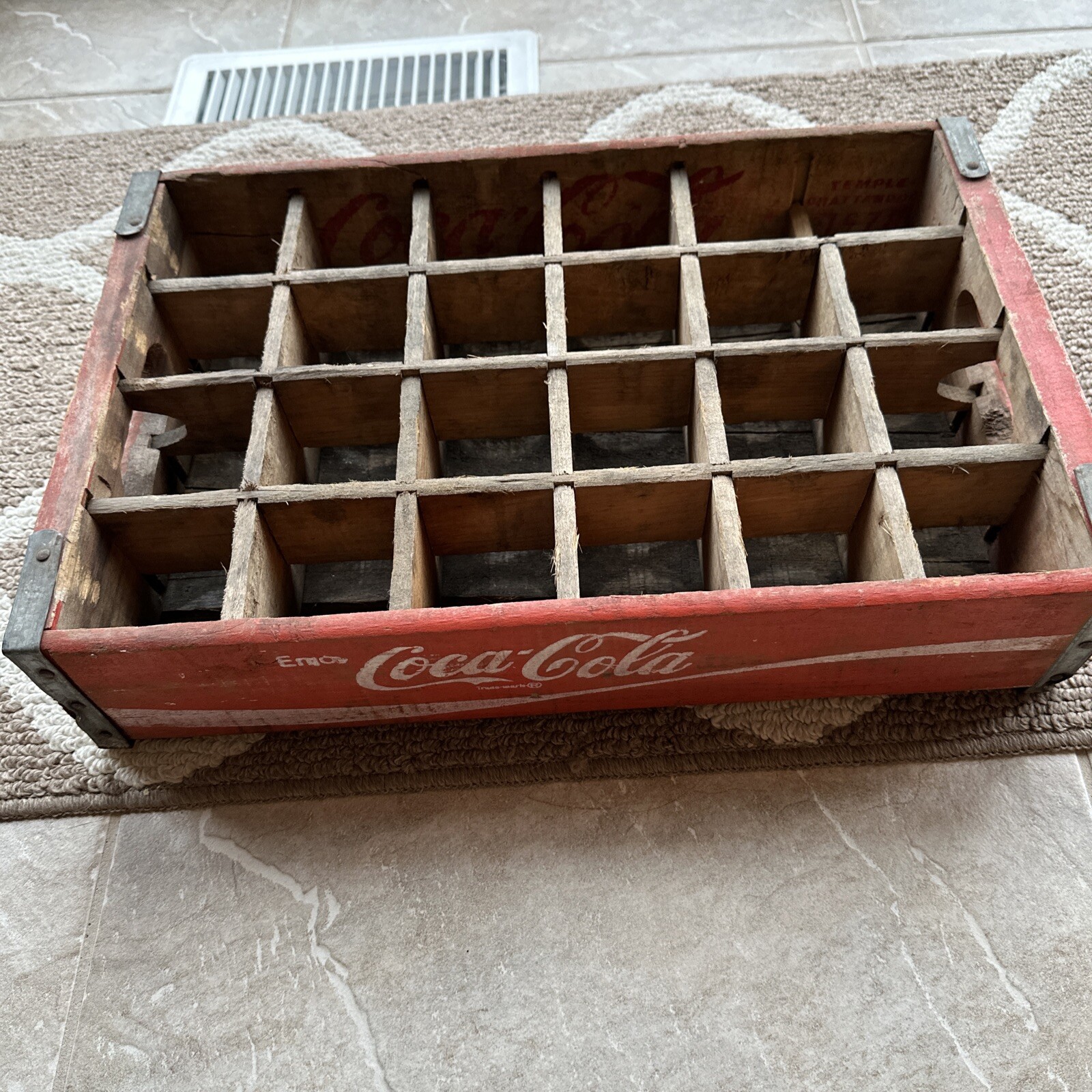 Vintage Enjoy COCA-COLA Wood Divided 24 Bottle Crate Red Coke Wooden ...