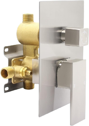 Brushed Nickel 3 Way Outlet Shower Diverter Valve - Flow Control Mixer ...