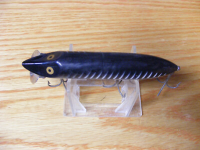 Vintage Original Heddon Spook Vamp in Tough Tough Black Shore Gold Eye ...