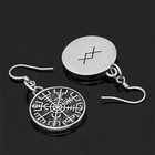 Nordic Viking Rune Compass Mjolnir Valknut Drop Hook Earrings Stainless ...
