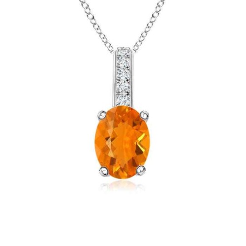 ANGARA 0.53Ct Fire Opal Pendant Necklace With Diamond in Sterling ...