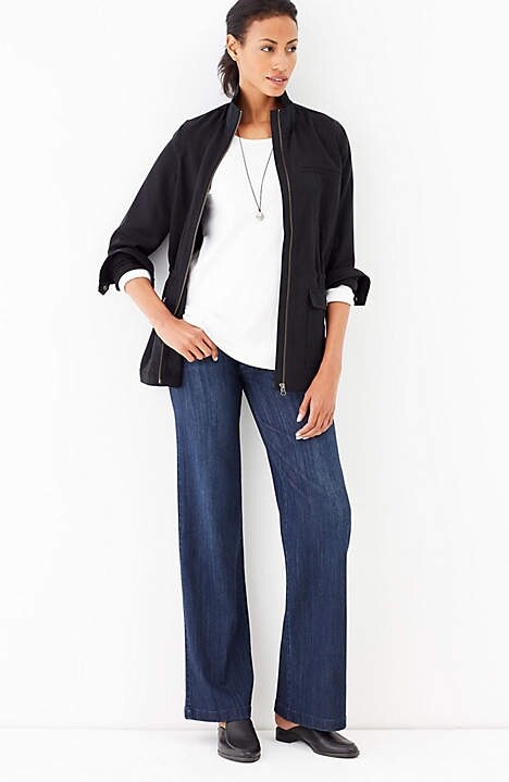 J.Jill ~ L (16/18) ~ NWT Stylish Tencel®-Twill Zip-Front Jacket ~ Peat ...