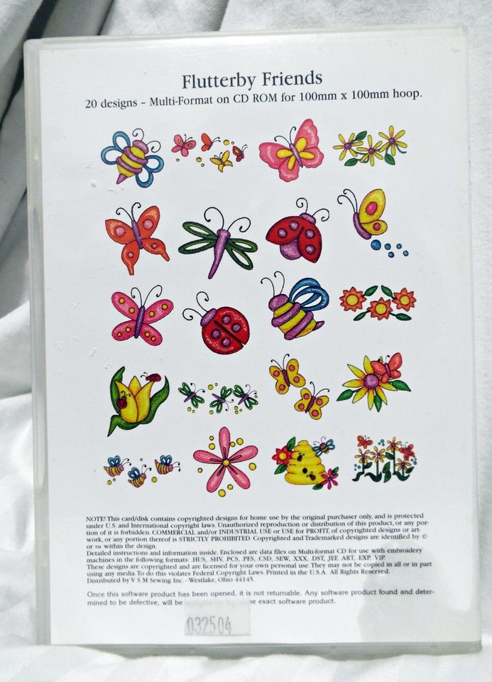 Flutterby Friends 20 Embroidery Designs Inspira Multi-format CD-Rom | eBay