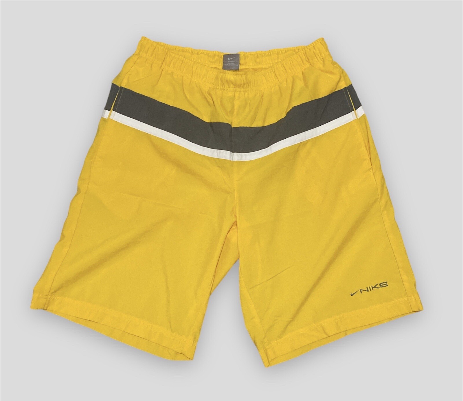 Nike Shorts Mens Size M Yellow Swoosh Swim Trunks Y2K Gray Tag Vintage ...