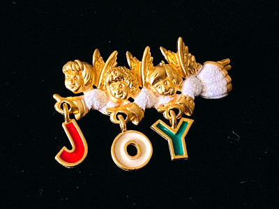 Vintage Danecraft JOY Angels Christams Brooch Pin ~2 1/4"~ | eBay