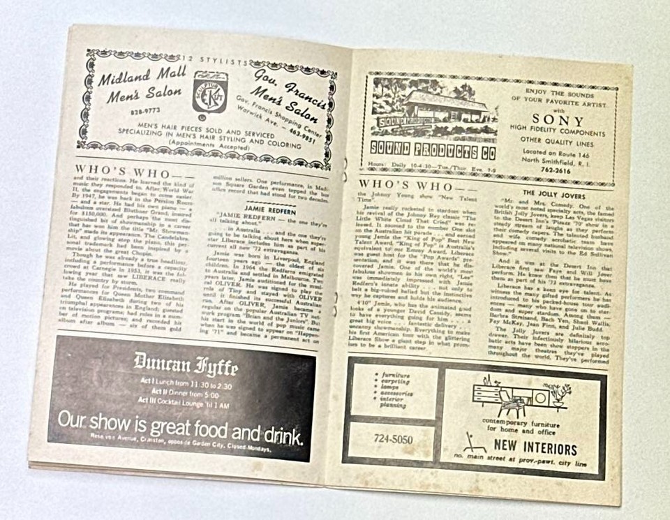 Program signed by Liberace, John Raitt and Jamie Redfern. "The Liberace ...