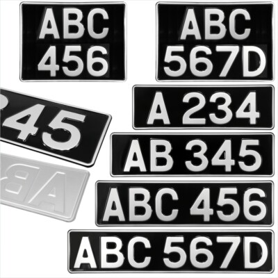 Classic Black and Silver Pressed Metal Number plates Legal Oblong ...