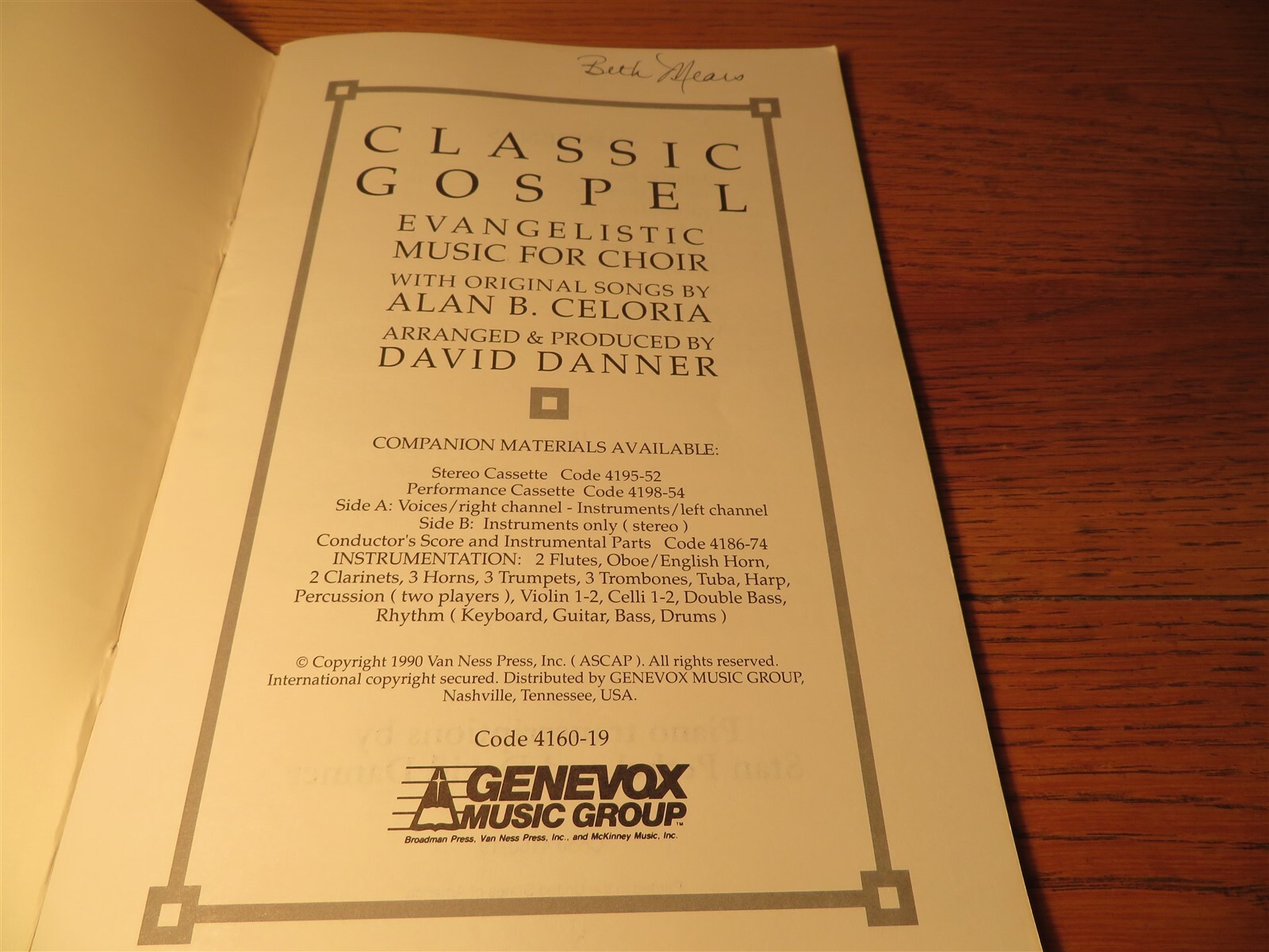 VINTAGE 1990 CLASSIC GOSPEL EVANGELISTIC MUSIC SONGBOOK-FOR CHOIR-ALAN ...