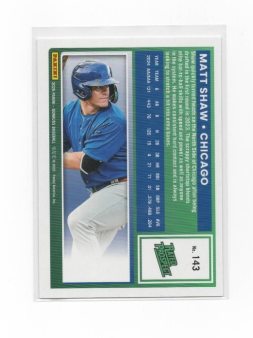 2025 Donruss Matt Shaw Rated Prospect #143 Blue Sparks 216/249 Cubs | eBay
