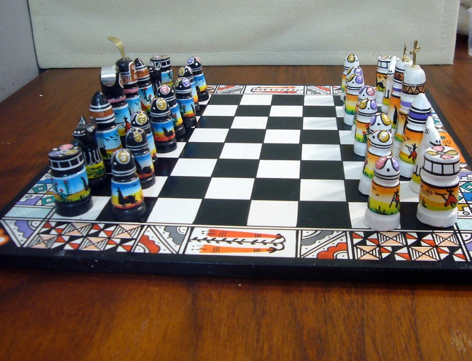 Vintage Miniature Chess Set Aztec Mayan Incas Peruvian 8x8" | eBay ...