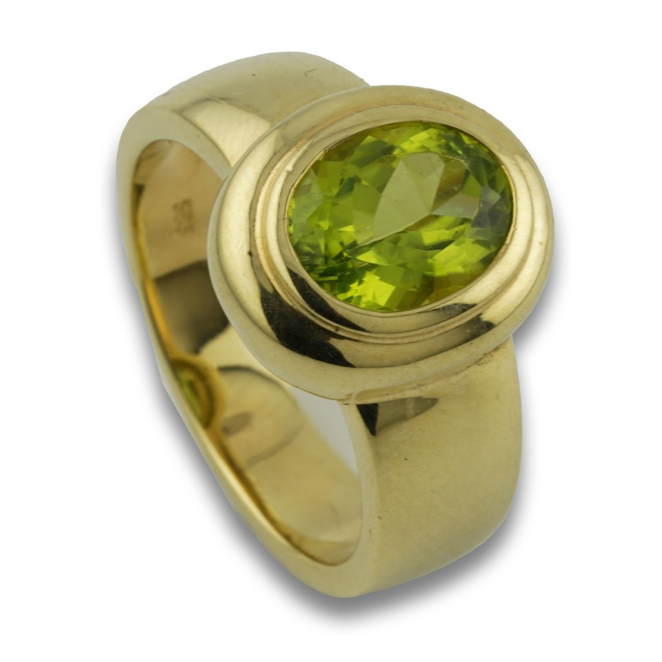 Peridot Gold Ring 585 14 Kt Gelbgold Edelstein Gr. 59 Goldring Damen Wert 1800,- | eBay