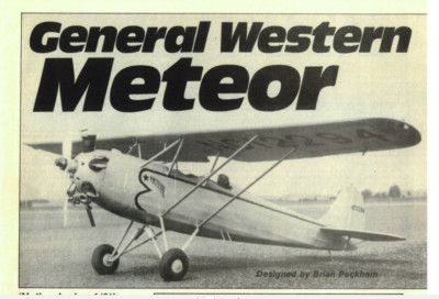 1/8 Scale General Western Meteor 48 inch Scale RC AIrplane Printed ...
