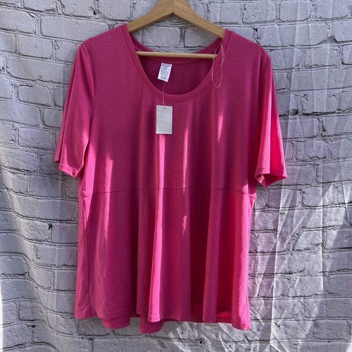 West Loop Womens Tunic Top Short Rounded Neck Sleeve Shirt Hot Pink ...