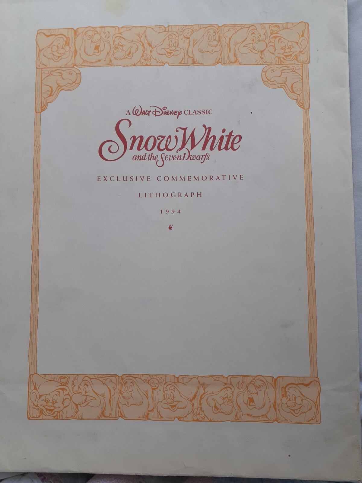Disney 1994 Snow White and the Seven Dwarfs Exclusive Commemorative ...