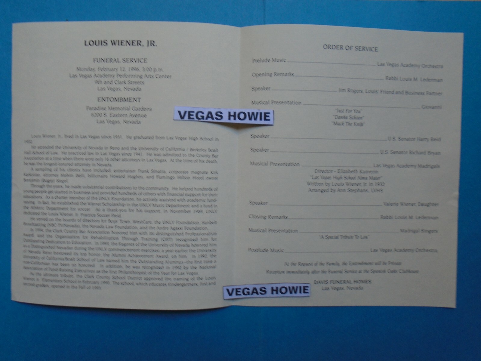 LAS VEGAS UTOPIA Flamingo Photo Louis Wiener Bugsy Siegel Attorney ...