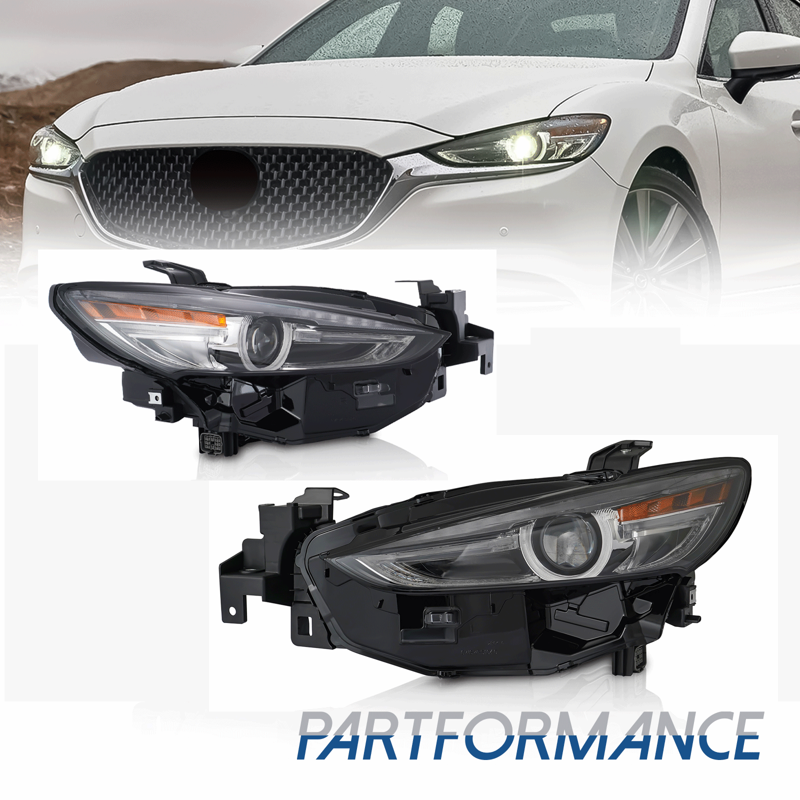 Pair Full LED Headlights For 2018-2021 Mazda 6 Adaptive W/AFS Headlamps ...