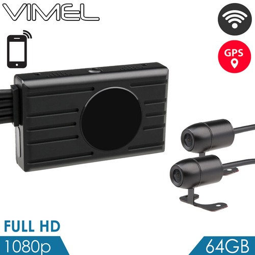 Vimel Motorbike Dual Camera Recorder WIFI 64GB Motorcycle GPS Super ...
