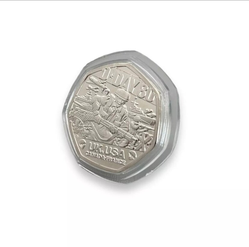New D Day Anniversary Normandy Landings Gold & Silver 50p Shaped Coins ...