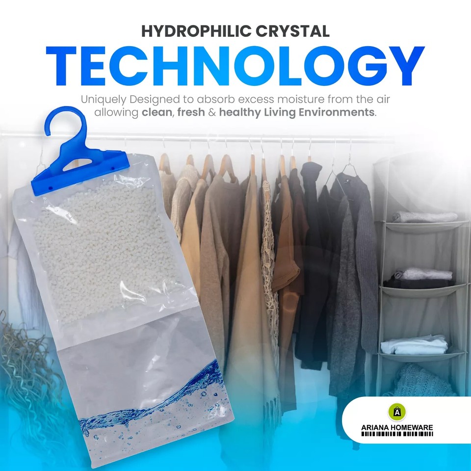 30PK HANGING WARDROBE DEHUMIDIFIER BAGS CONDENSATION MOULD MILDEW DAMP ...