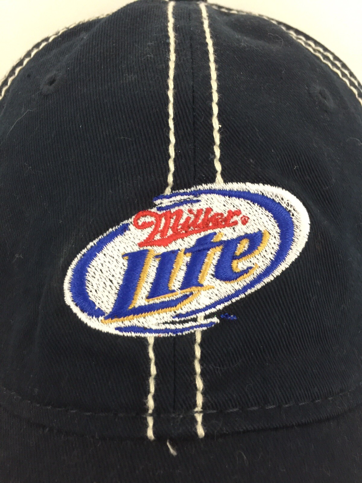 Miller Lite Hat Beer Script Logo Trucker Baseball Retro Strap Back Cap ...