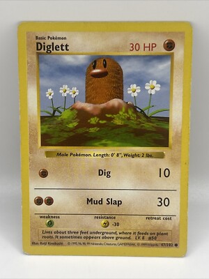 Pokémon Diglett 047/102 Base Set (Shadowless) -Unlimited Edition ...