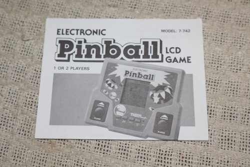 1987 Tiger Electronics Electronic Pinball LCD Game Instruction Manual ...