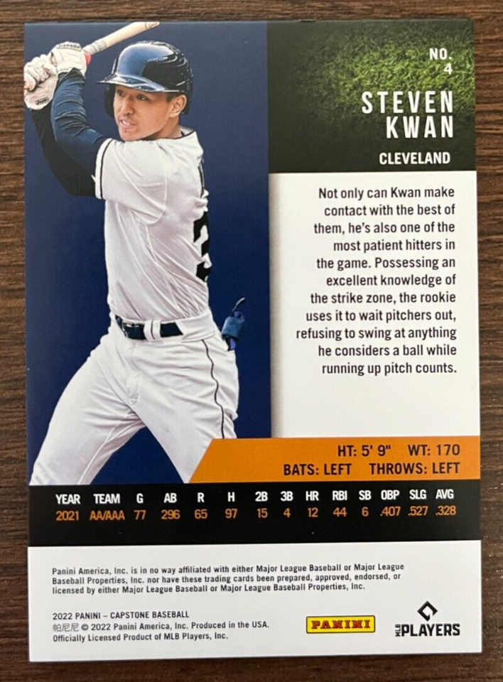 2022 Panini Capstone Steven Kwan RC #4 | eBay