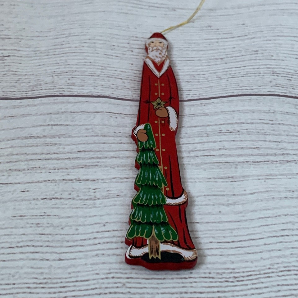 Vintage Wooden Father Christmas Santa Clause Christmas Tree Ornament 6 ...