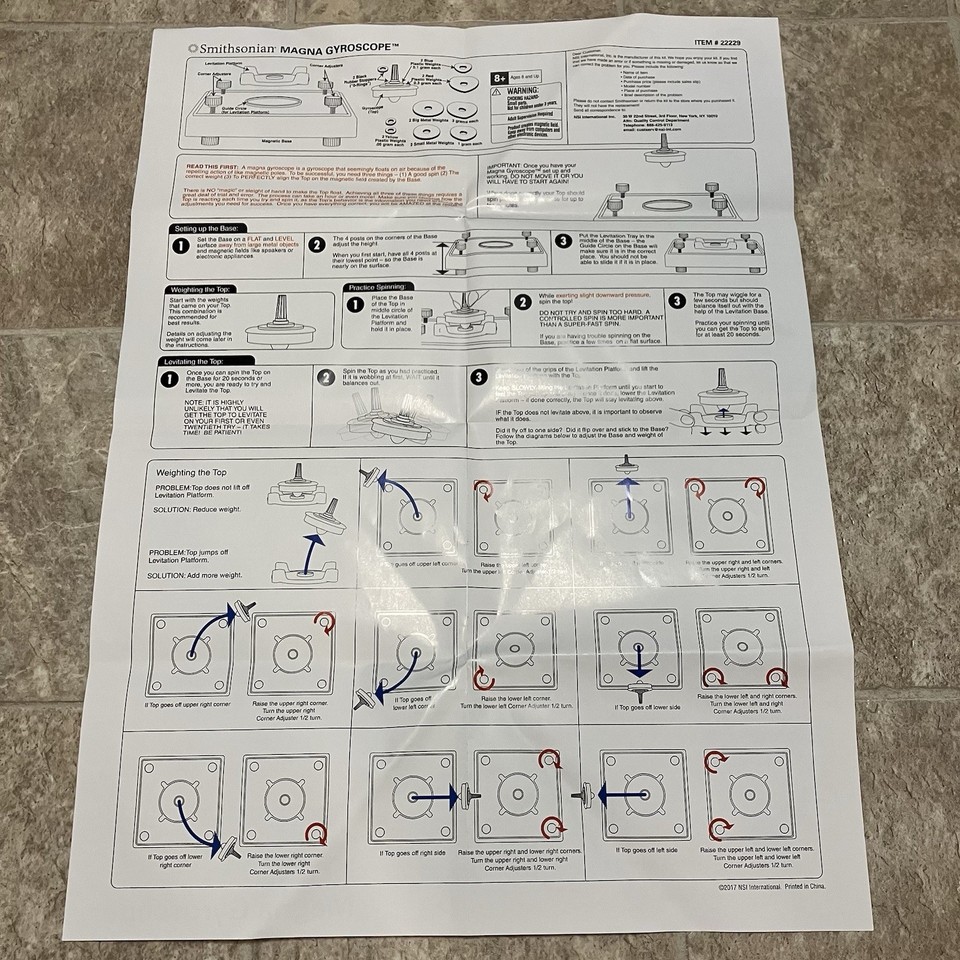 Smithsonian Science Activities Magna Levitating Gyroscope Blue 6"x6 ...