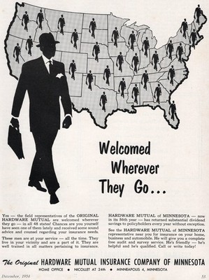 1954 Print Ad Hardware Mutual Insurance of Minnesota Welcomed in all 48 ...