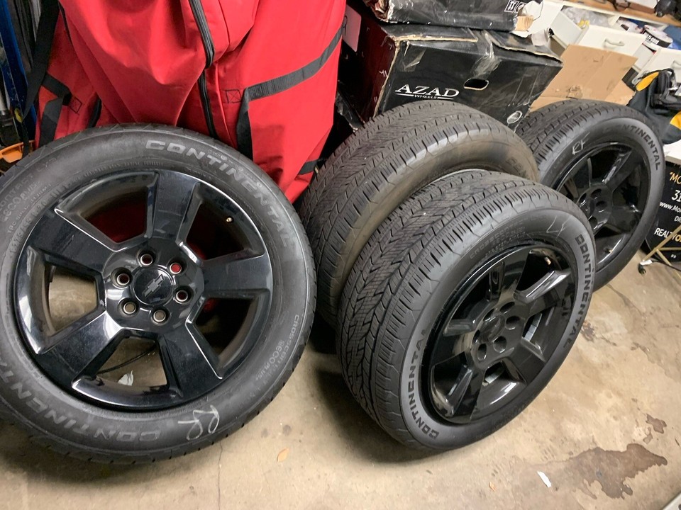 2018 Chevy Silverado 1500 Set Of OEM gloss black rims, tires, lugs ...