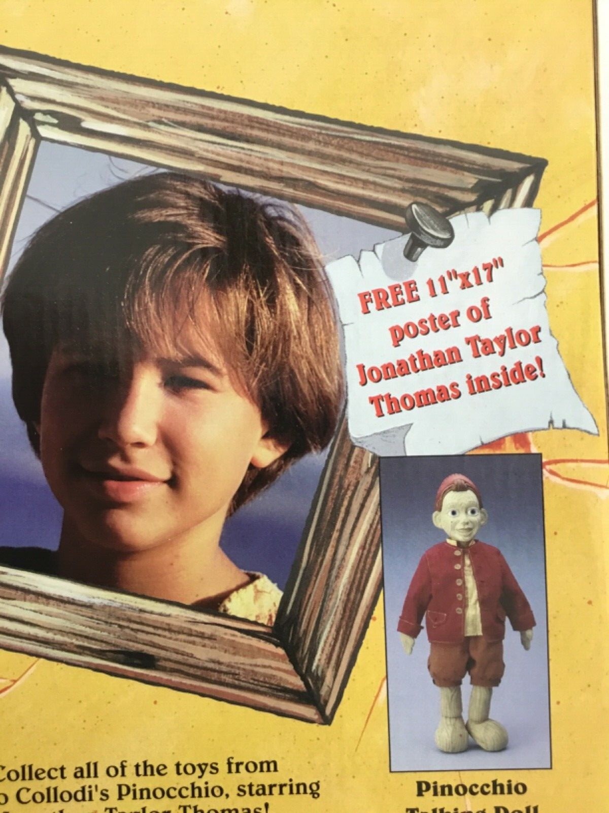 TALKING PINOCCHIO + JONATHAN TAYLOR THOMAS POSTER 1996 NEW LINE CINEMA ...
