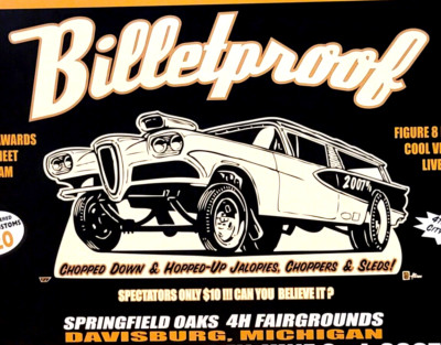 Original vtg BILLETPROOF Poster Print Michigan Show custom car 1958 ...