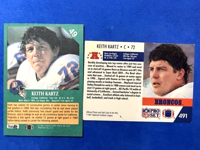 NFL - Keith Kartz 1991 Fleer & 1991 Pro Set Football - Broncos | eBay