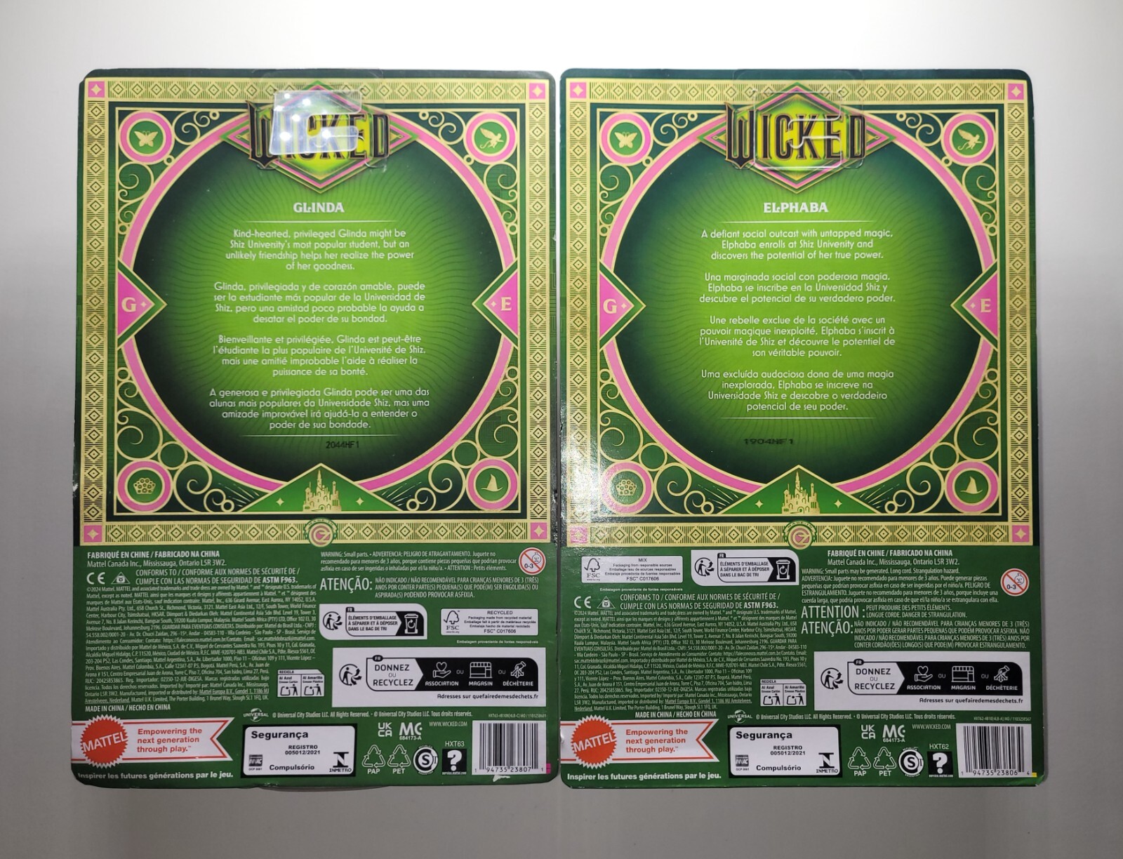 Mattel Wicked Movie Glinda Elphaba Doll Misprint Error Packaging Figure ...