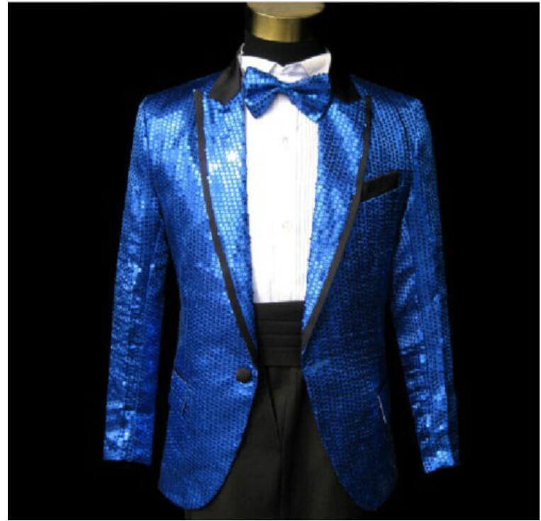 BJ 83 Men's Sequins Tuxedo Suit&Pants Gangnam Style Psy Jacket Coat MC ...