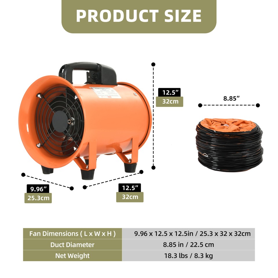 Portable Explosion-proof 230W Extractor 110V Ventilator Exhaust Fan w ...