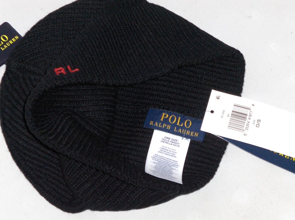 POLO RALPH LAUREN Men's RL Sweater Denim BEAR Knit Beanie Hat Cap ...