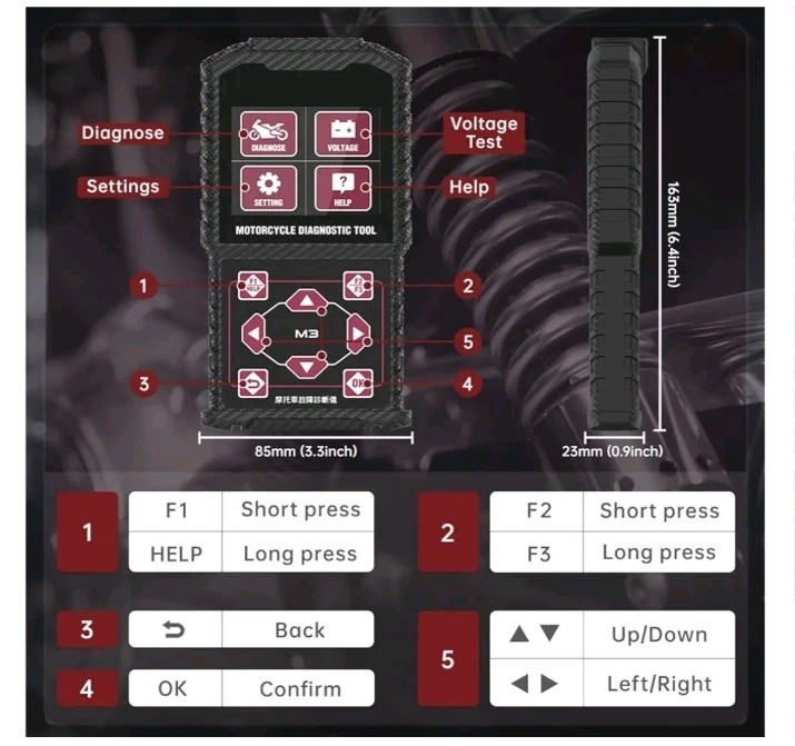 M3-B Motorcycle Diagnostic Motorcycle Code Reader Scanner Motorcycle ...