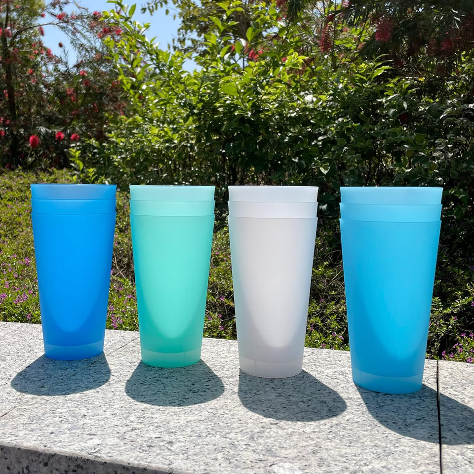 AOYITE Large Plastic Cups 32 Oz - Reusable Big Drinking Cup Set of 12 ...