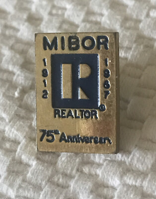 Vintage MIBOR Realtor Association Logo 75th Anniversary Lapel Pin Gold ...