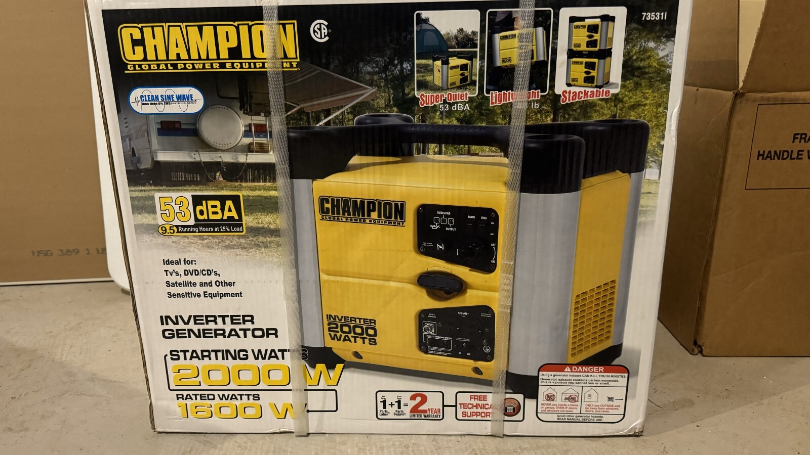 CHAMPION 73531i 2000 WATT PORTABLE STACKABLE INVERTER GENERATOR ...