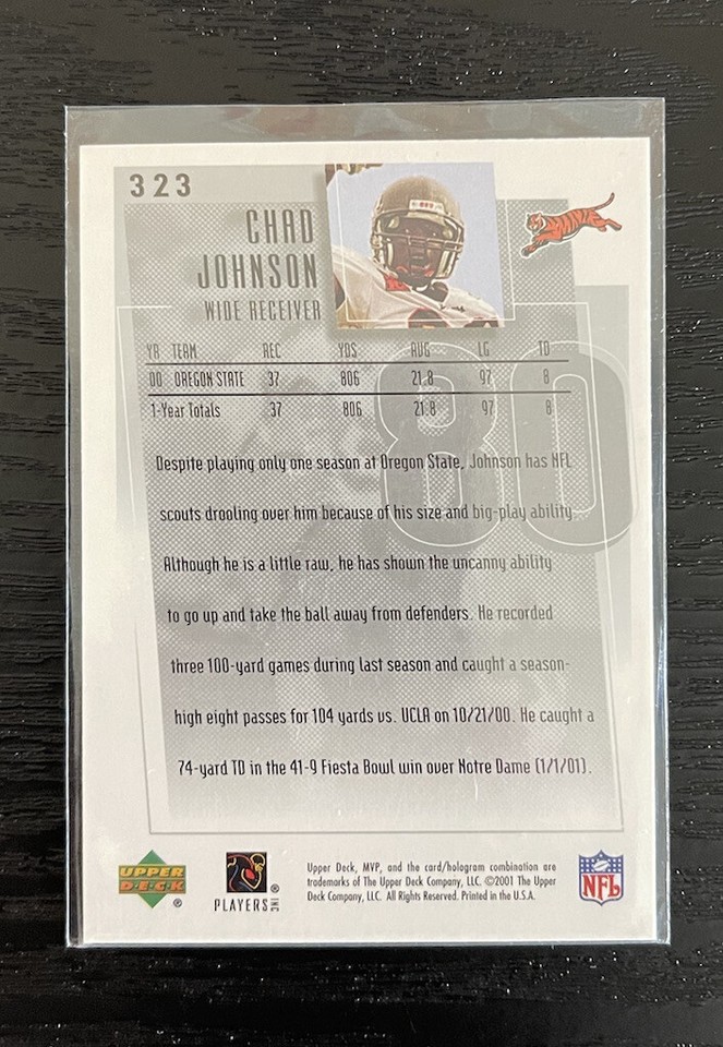 Chad Johnson 2001 Upper Deck MVP ROOKIE #323 - Cincinnati Bengals | eBay
