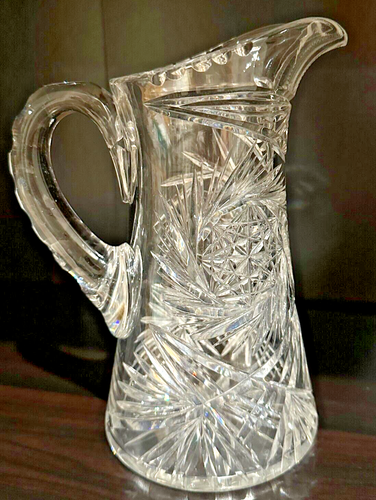 Antique American Brilliant Period Cut Rogaska Crystal Glass Pitcher ...