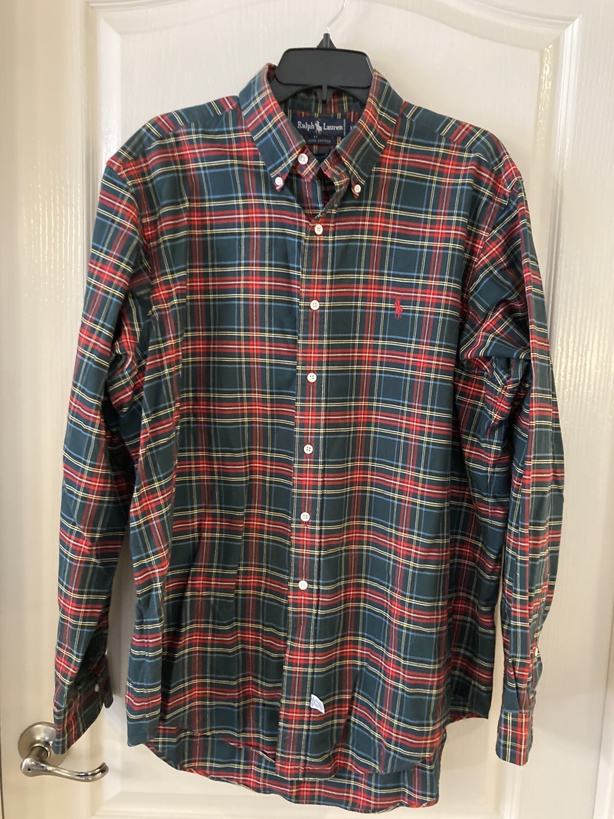 Polo Ralph Lauren Red and Green PLAID Classic Button … - Gem