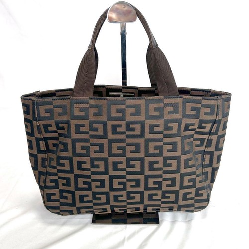 Givenchy Tote Bag 4G Allover Pattern Canvas Fabric Dark Brown Vintage ...