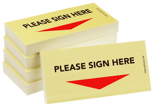 PRICARO Sticky Note "Please sign here", Arrow down, 100 Sheets, Set of ...