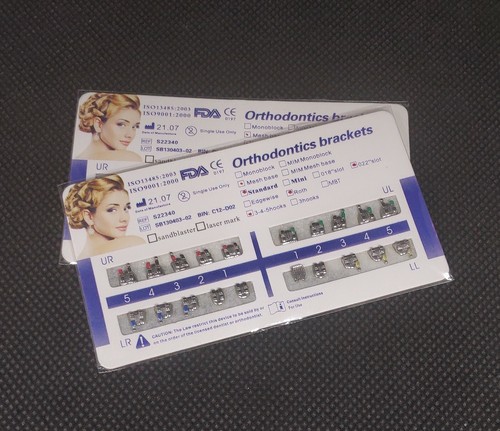 Dental Orthodontic Metal Brackets Standard Roth 022 345 hooks Mesh Base ...